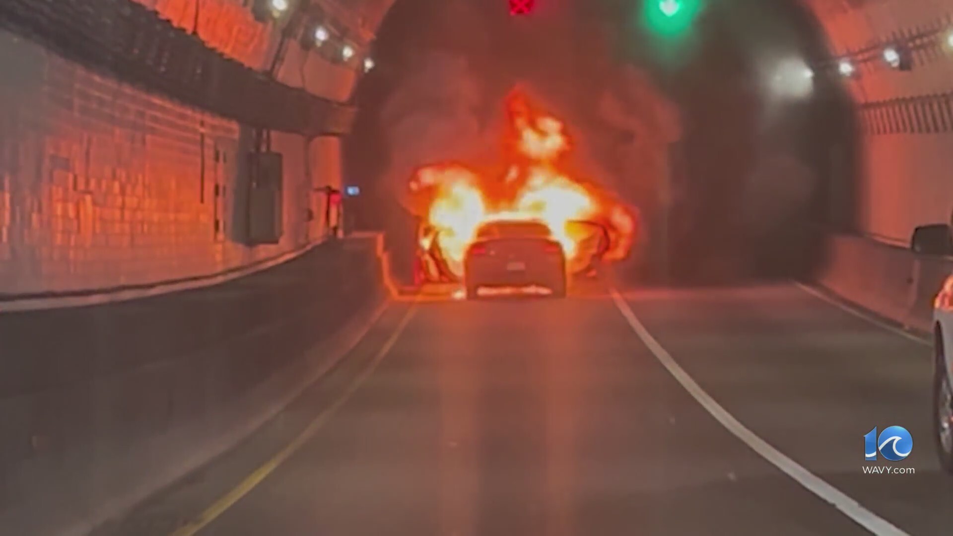 Tunnel car fire burned into memories of delayed drivers – WAVY.com