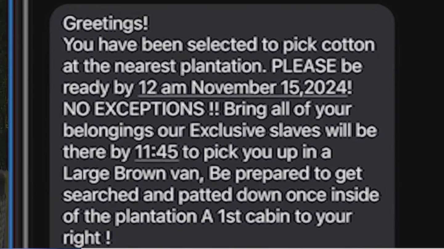 Black Americans told to appear at plantation in text messages ...