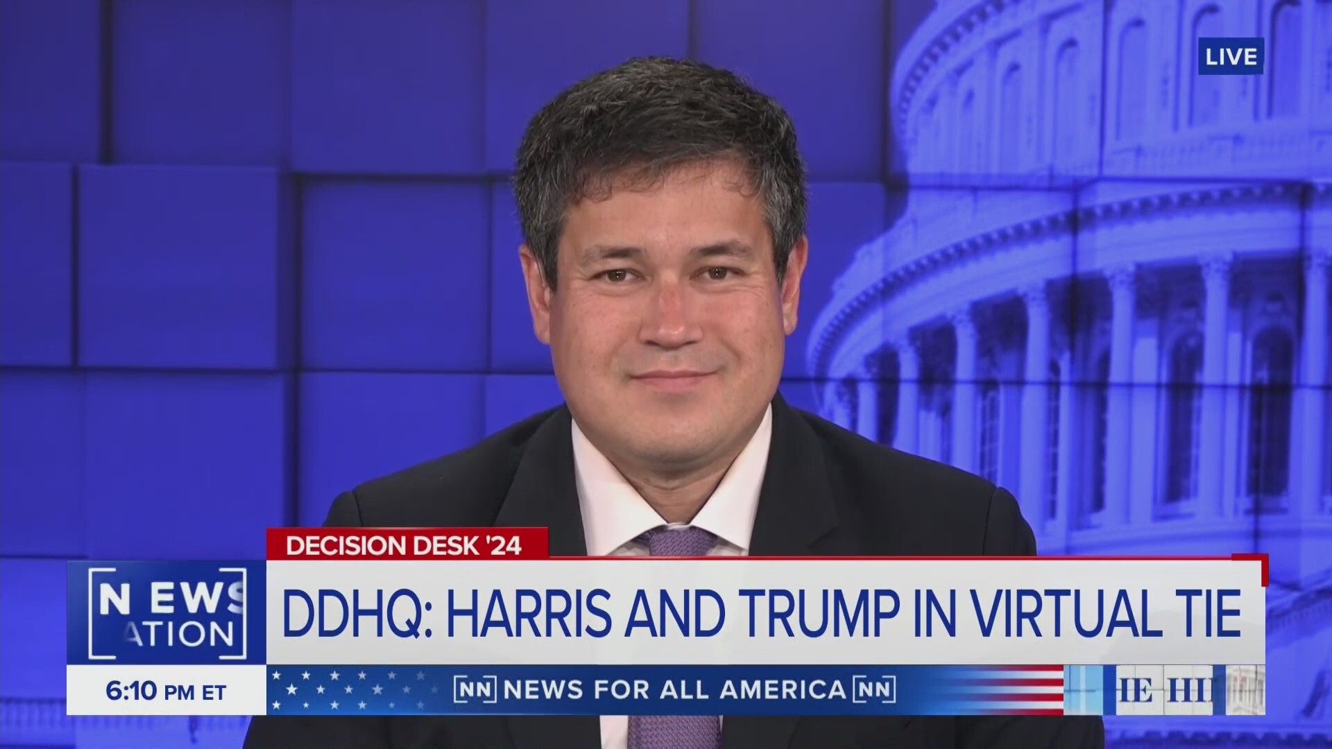 Kamala Harris and Donald Trump in a virtual tie: DDHQ | The Hill ...